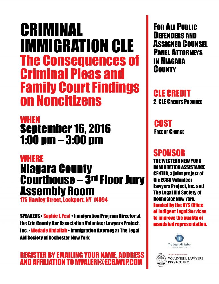 Save the Date: 9/16/16 Criminal Immigration CLE (Niagara Co.) | ECBA ...